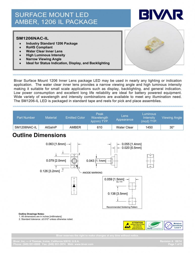 BIVAR SM1206NAC-IL datasheet page 1