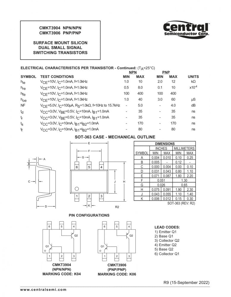 CMKT3904 datasheet page 2