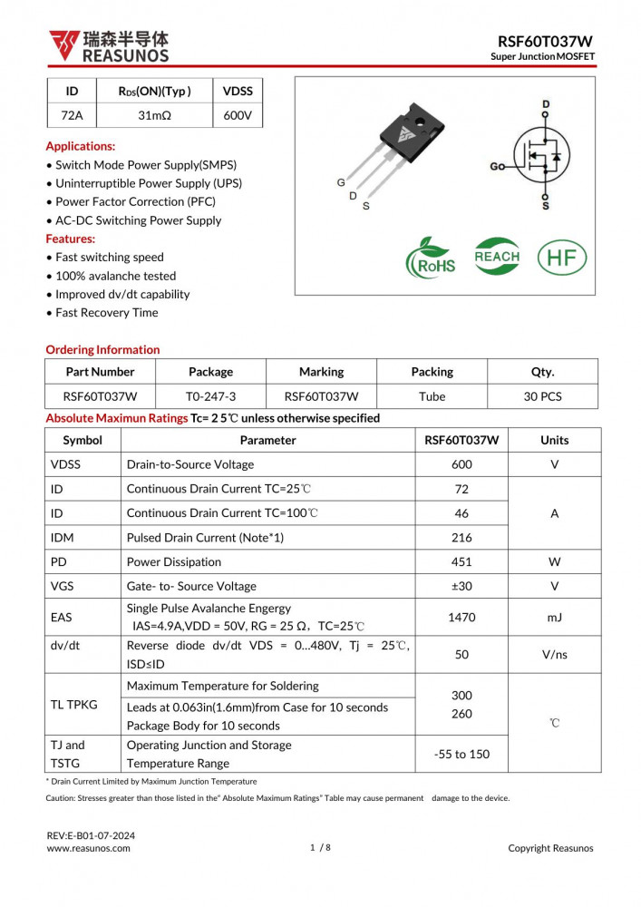 RSF60T037W datasheet page 1