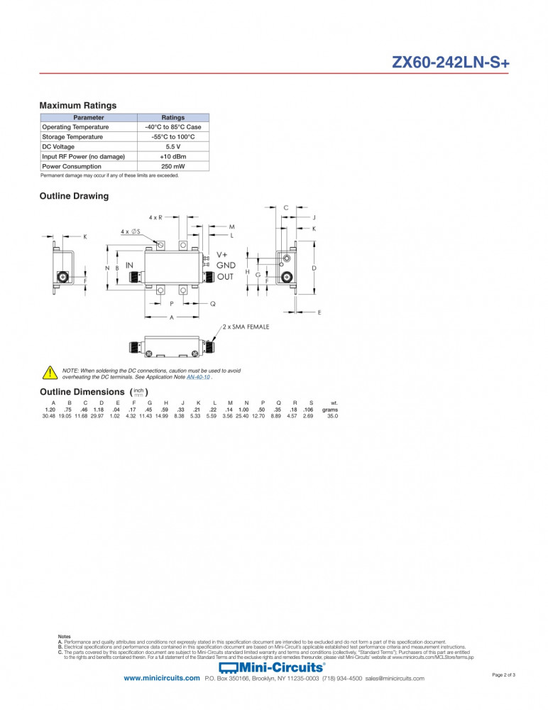 ZX60-242LN-S+ datasheet page 2