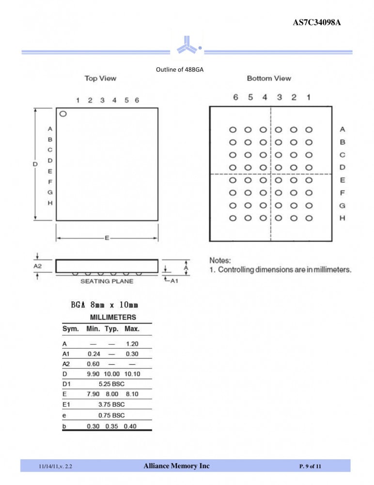 AS7C34098A datasheet page 9