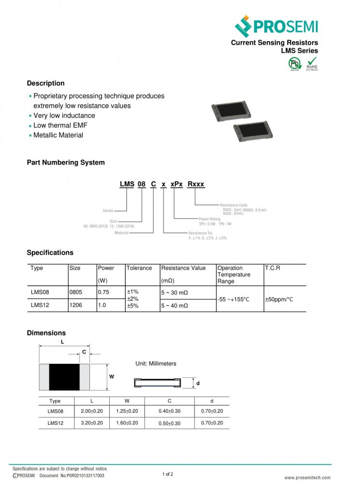 LMS12CF1P0R010 technical document page 1