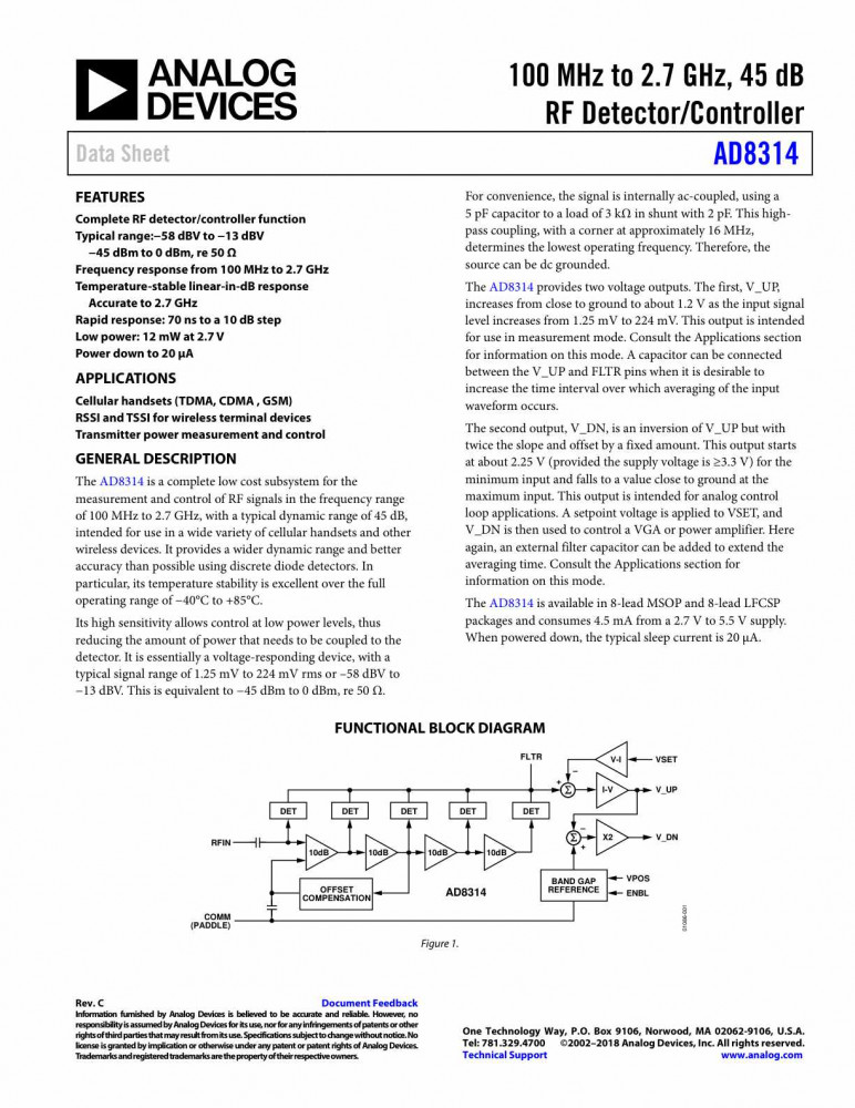 AD8314 datasheet page 1