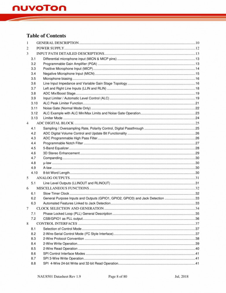 NAU8501 datasheet page 8