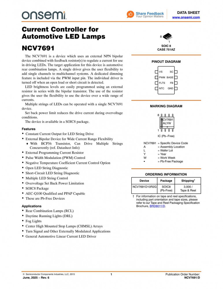 NCV7691 datasheet page 1