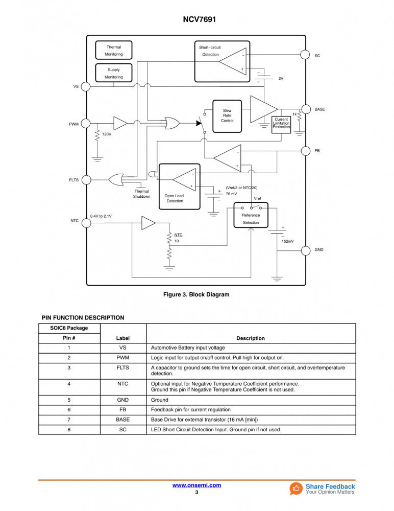 NCV7691 datasheet page 3