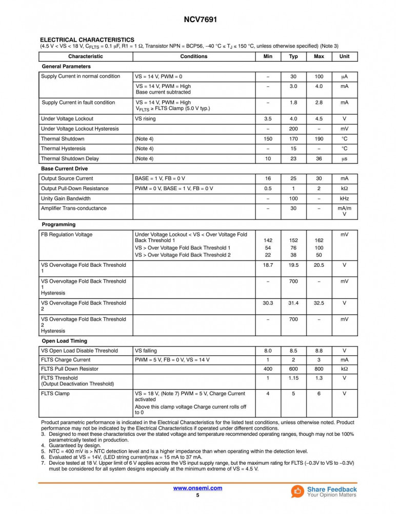 NCV7691 datasheet page 5