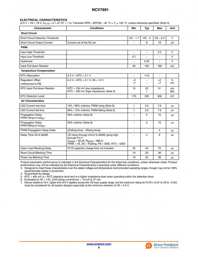 NCV7691 datasheet page 6