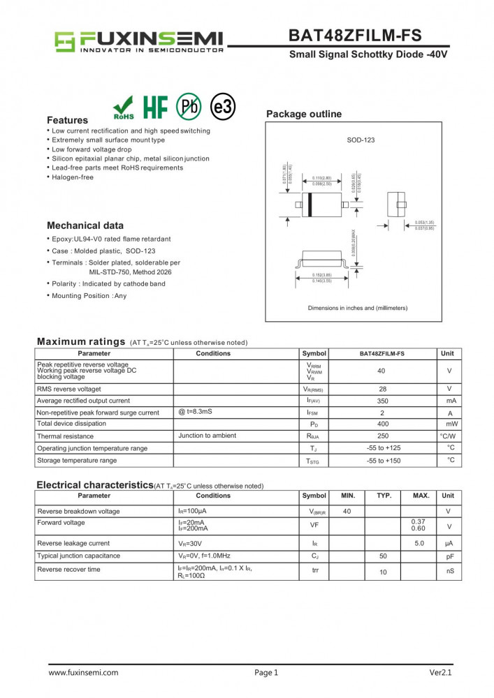 BAT48ZFILM-FS datasheet page 1