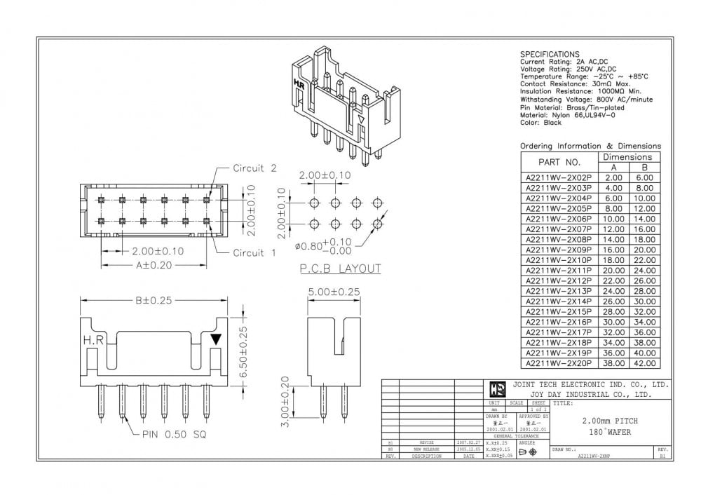 A2211WV-2X07P technical drawing preview