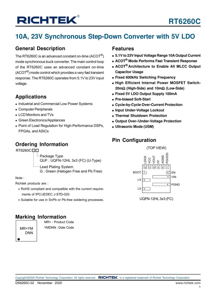 RT6260C datasheet page 1