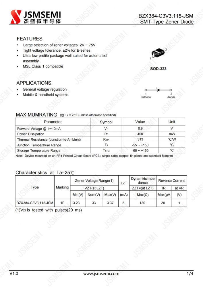 BZX384-C3V3,115-JSM datasheet page 1
