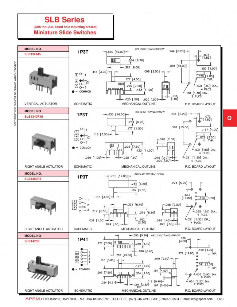 APEM SLB series datasheet page 6
