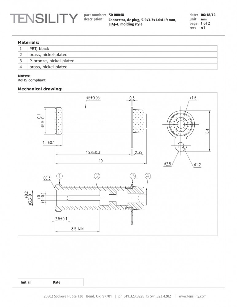 Tensility International 50-00048 specification page 1