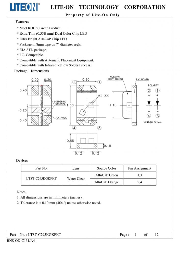LTST-C295KGKFKT datasheet page 2