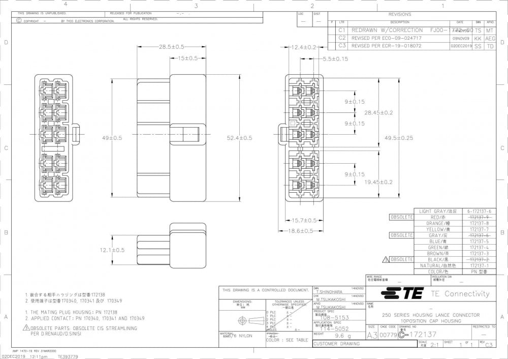 TE Connectivity 172137-1 engineering drawing page