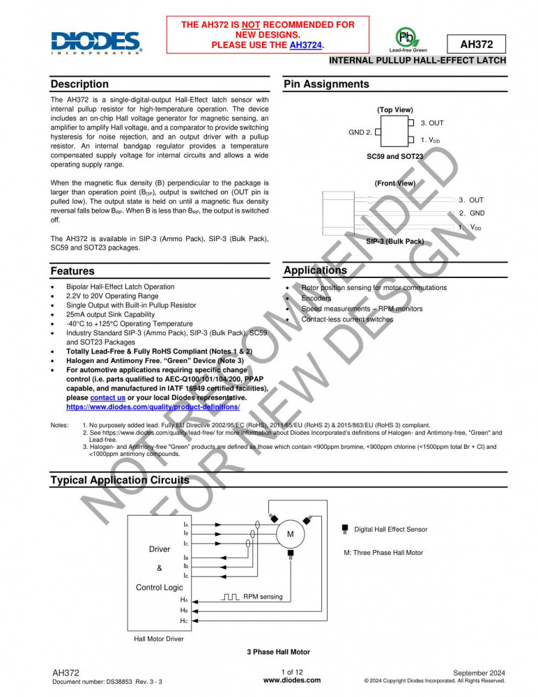 AH372 datasheet page 1