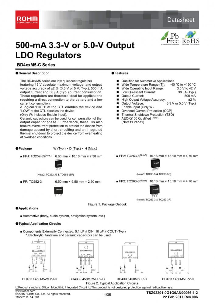 BD433M5FP-CE2 datasheet page 1