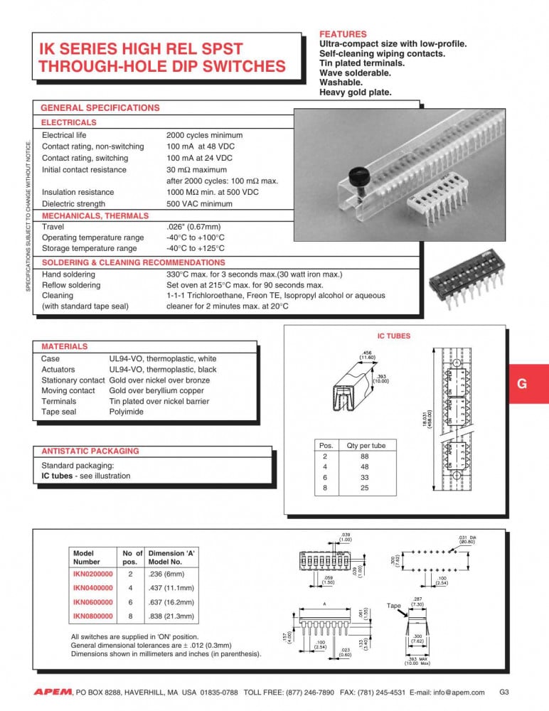 APEM DIP switch catalog page 3