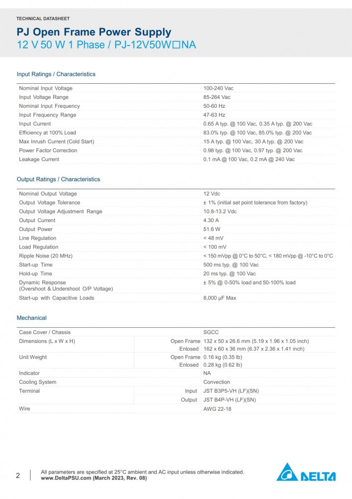 PJ-12V50WCNA datasheet page 2