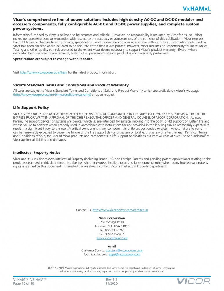 VI-HAM-EL datasheet page 10