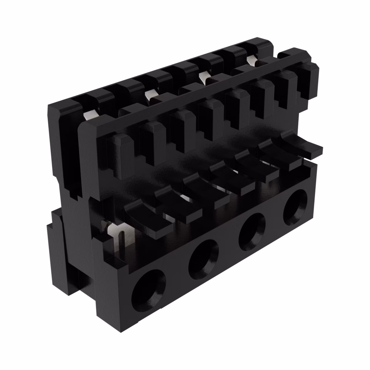 5.00mm R-Power RAST Female Connector, 10.0A, Tin Plated, 4 Circuits, UL94-V0, Fully Coded, Open End Walls, Black for sale