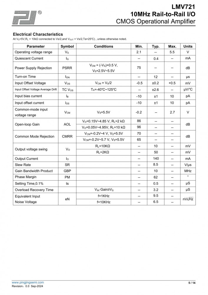 LMV721SE technical document page 5