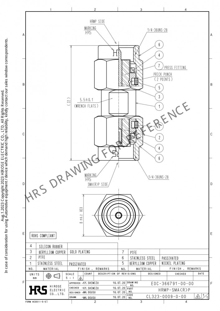 HRS HRMP-SMA(R)P technical drawing preview