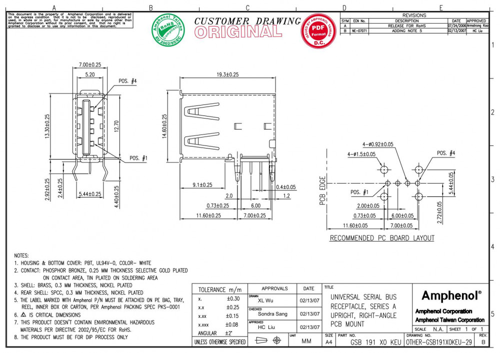 Amphenol GSB19110KEU product drawing preview