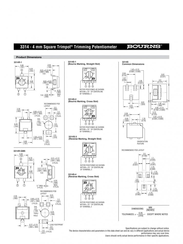 BOURNS 3314 datasheet page 2