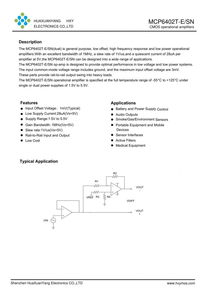 MCP6402T-E/SN datasheet page 1