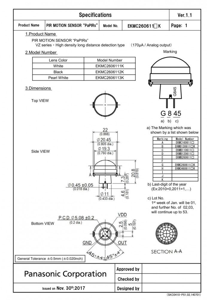 EKMC2606112K specification page 1