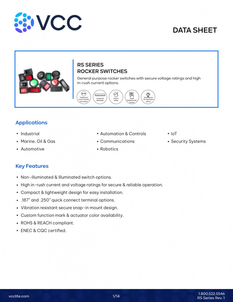 VCC RS Series document page 1