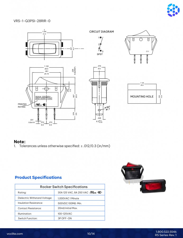 VCC RS Series document page 10