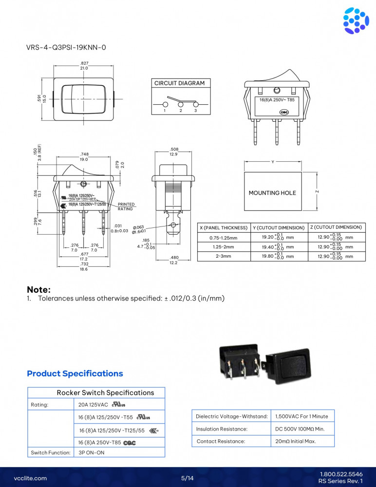 VCC RS Series document page 5