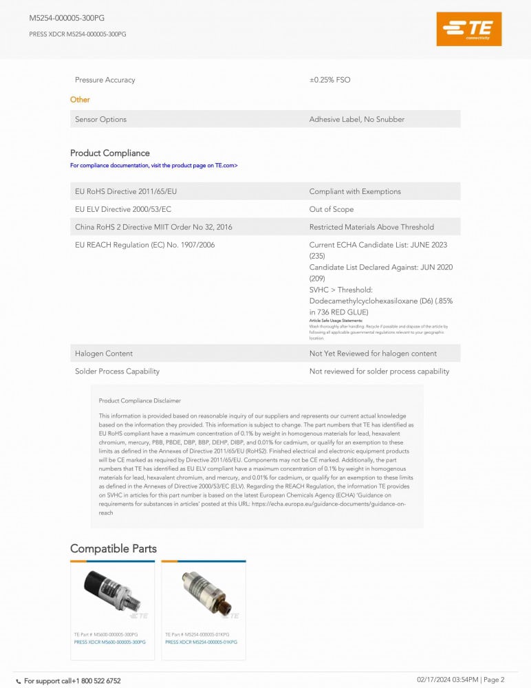 M5254-000005-300PG technical document page 2