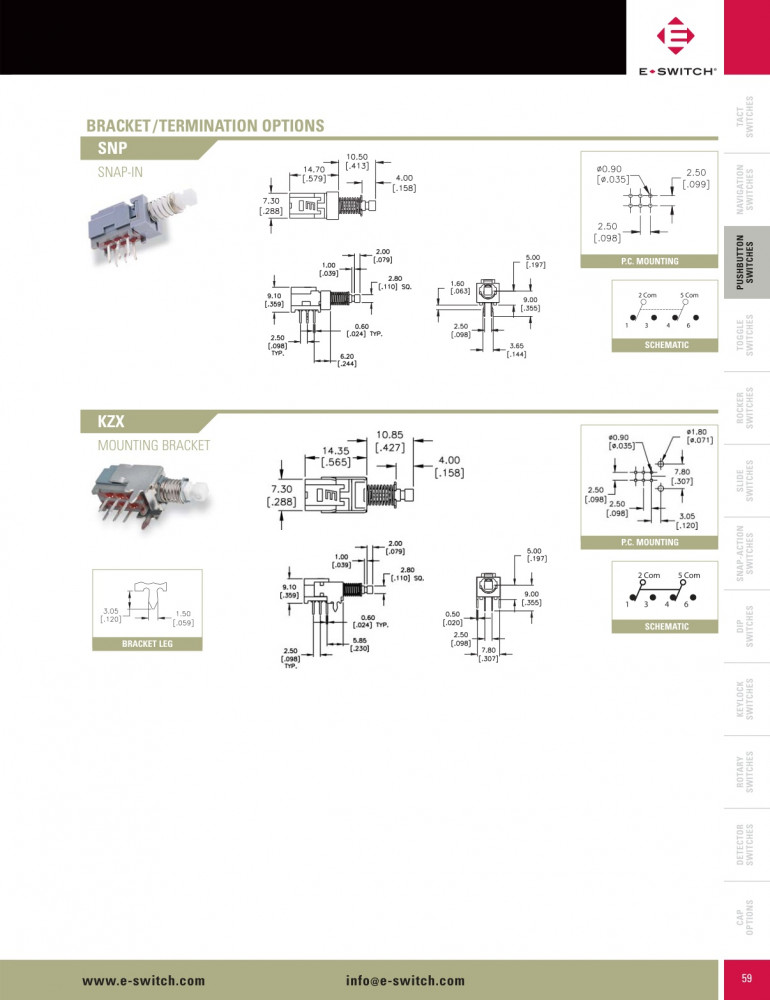 PBH series pushbutton switch technical document, page 3