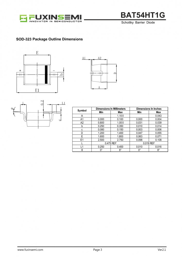 BAT54HT1G datasheet page 3
