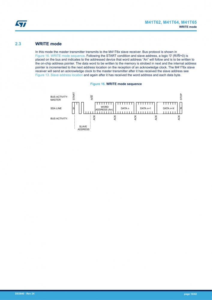 M41T62LC6F datasheet page 10