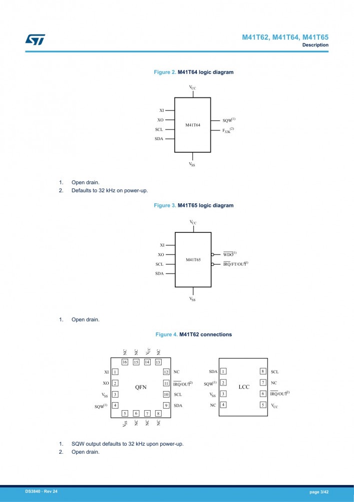 M41T62LC6F datasheet page 3