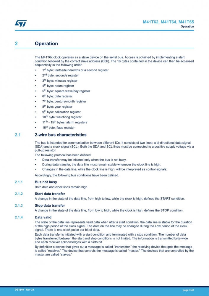 M41T62LC6F datasheet page 7