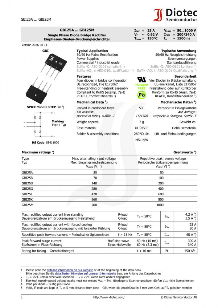 GBI25B datasheet page 1