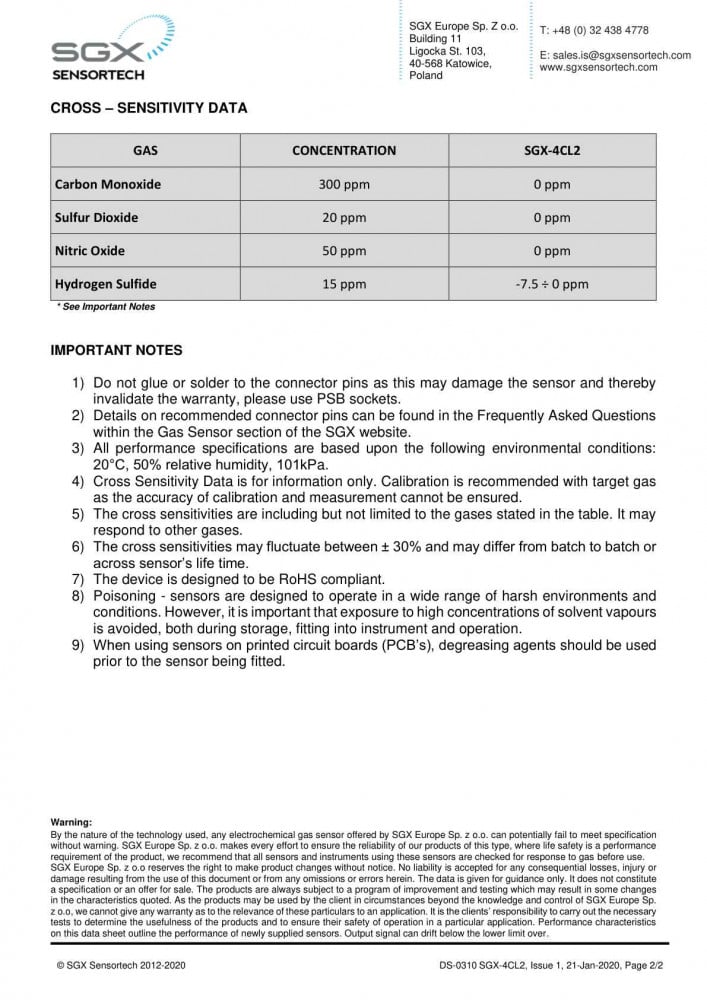 SGX-4CL2 datasheet page 2