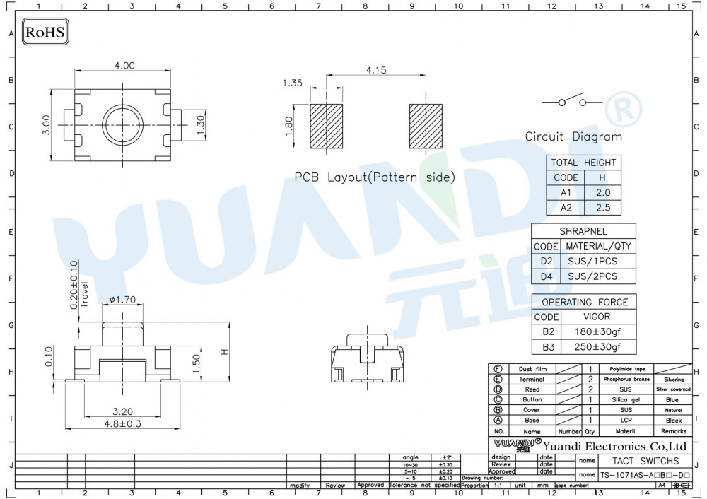 YUANDI TS-1071AS-A1B3-D4 technical drawing page