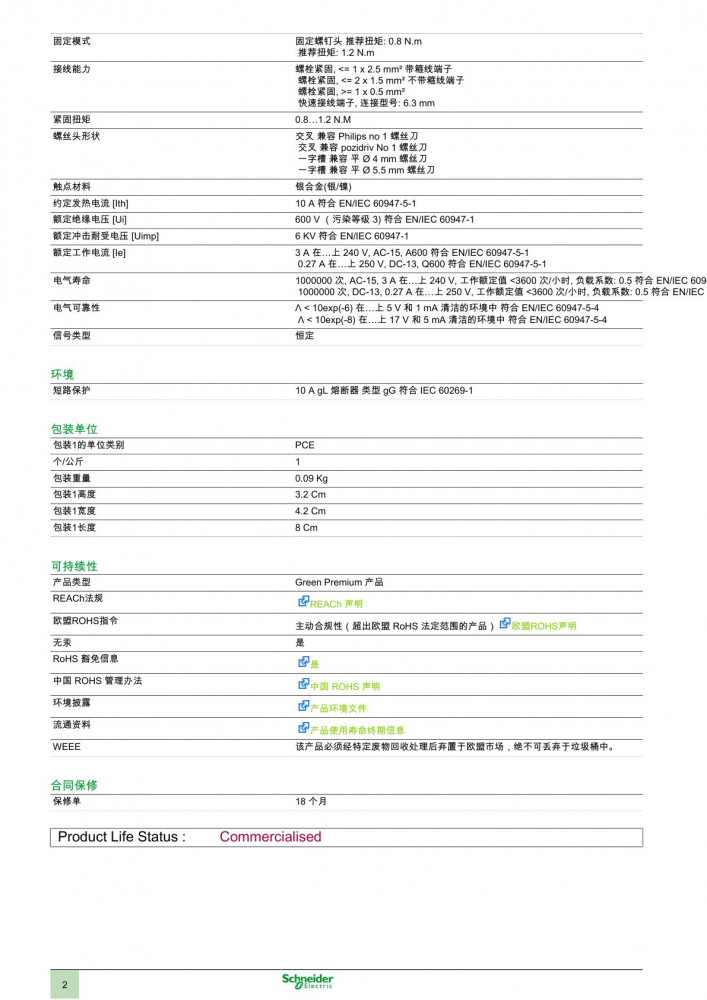 XB2BD21C technical document page 2