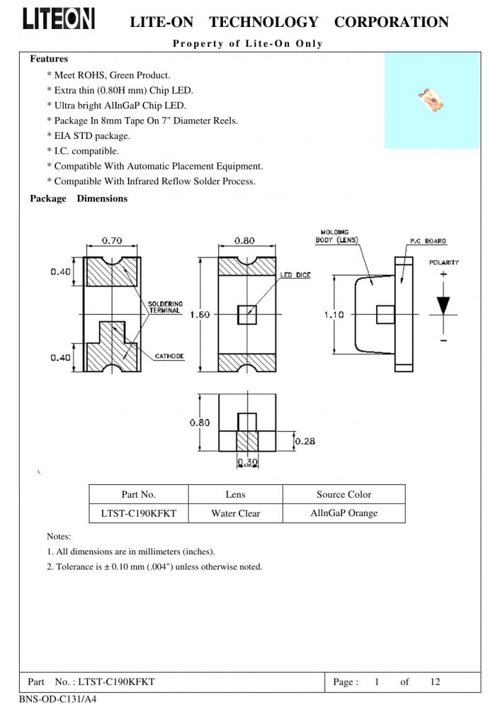 LTST-C190KFKT datasheet page 2