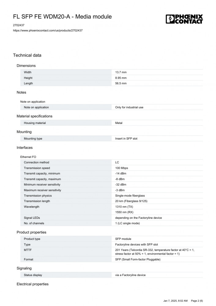 Phoenix Contact 2702437 technical document page 2
