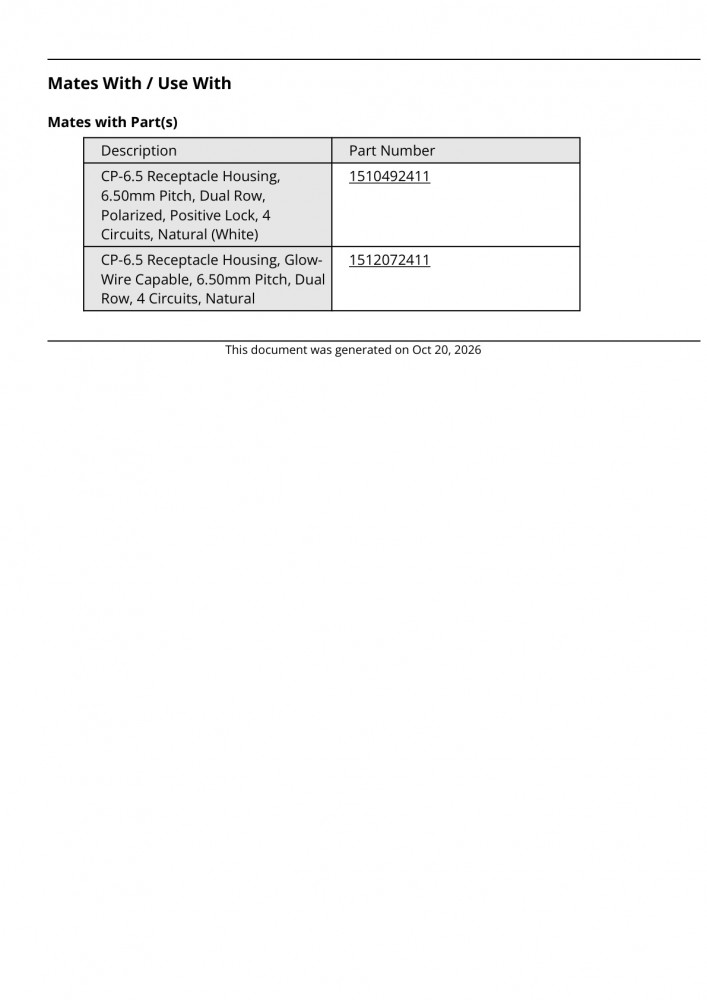 Molex CP 6.5 product specification preview, page 4