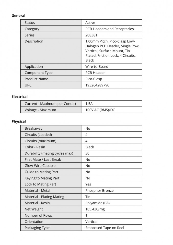 MOLEX 2083810419 technical document page 2