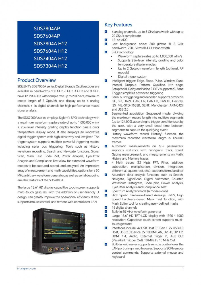 SDS7000A datasheet page 2